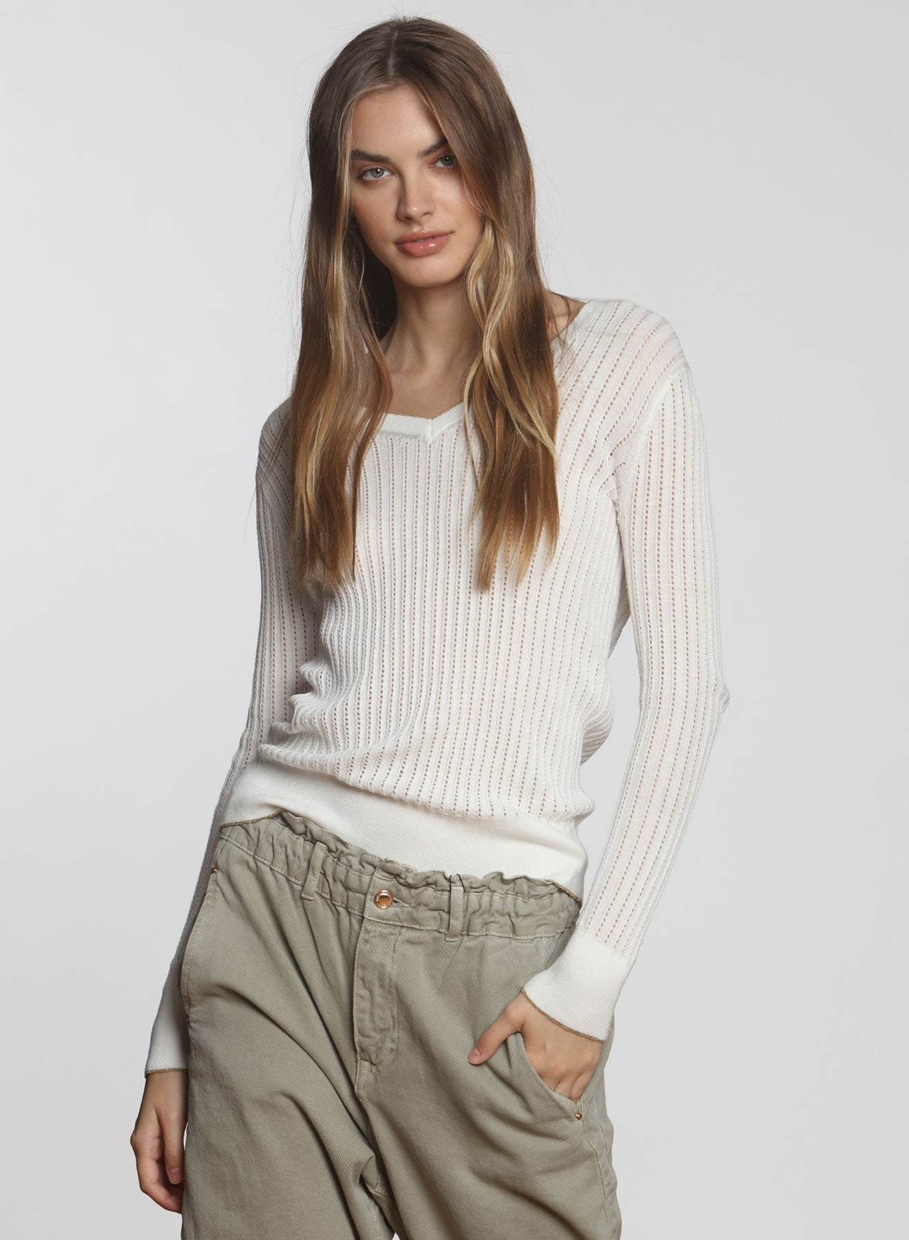 LABEL+thread Women's Winnie Rib Vee - White